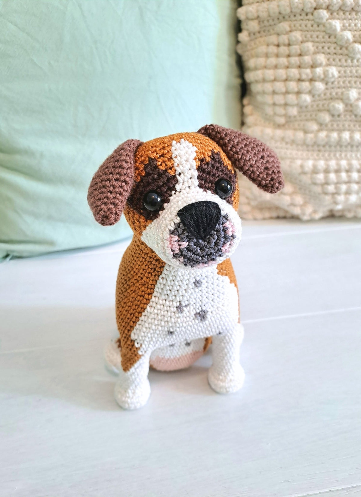 Boxer crochet pattern, diy boxer dog plush tutorial, amigurumi pet pat ...